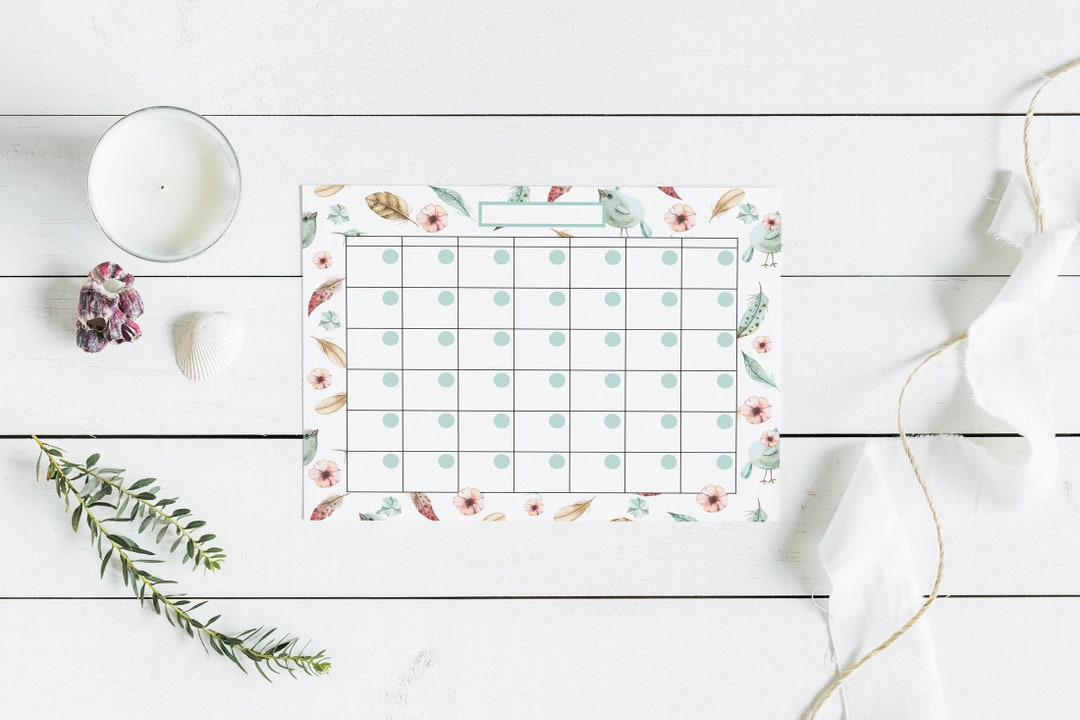 Printable Monthly Fill-in Wall Calendar Desk Calendar Planner Calendar ...