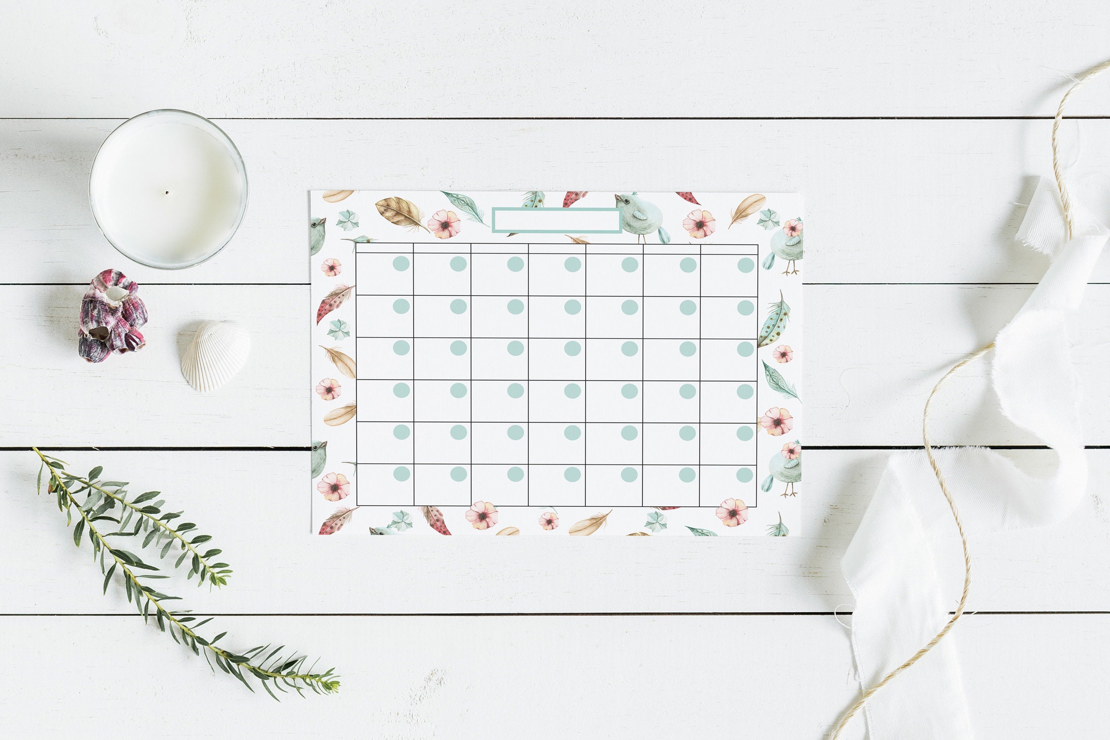 Printable Monthly Fill-in Wall Calendar Desk Calendar Planner Calendar ...