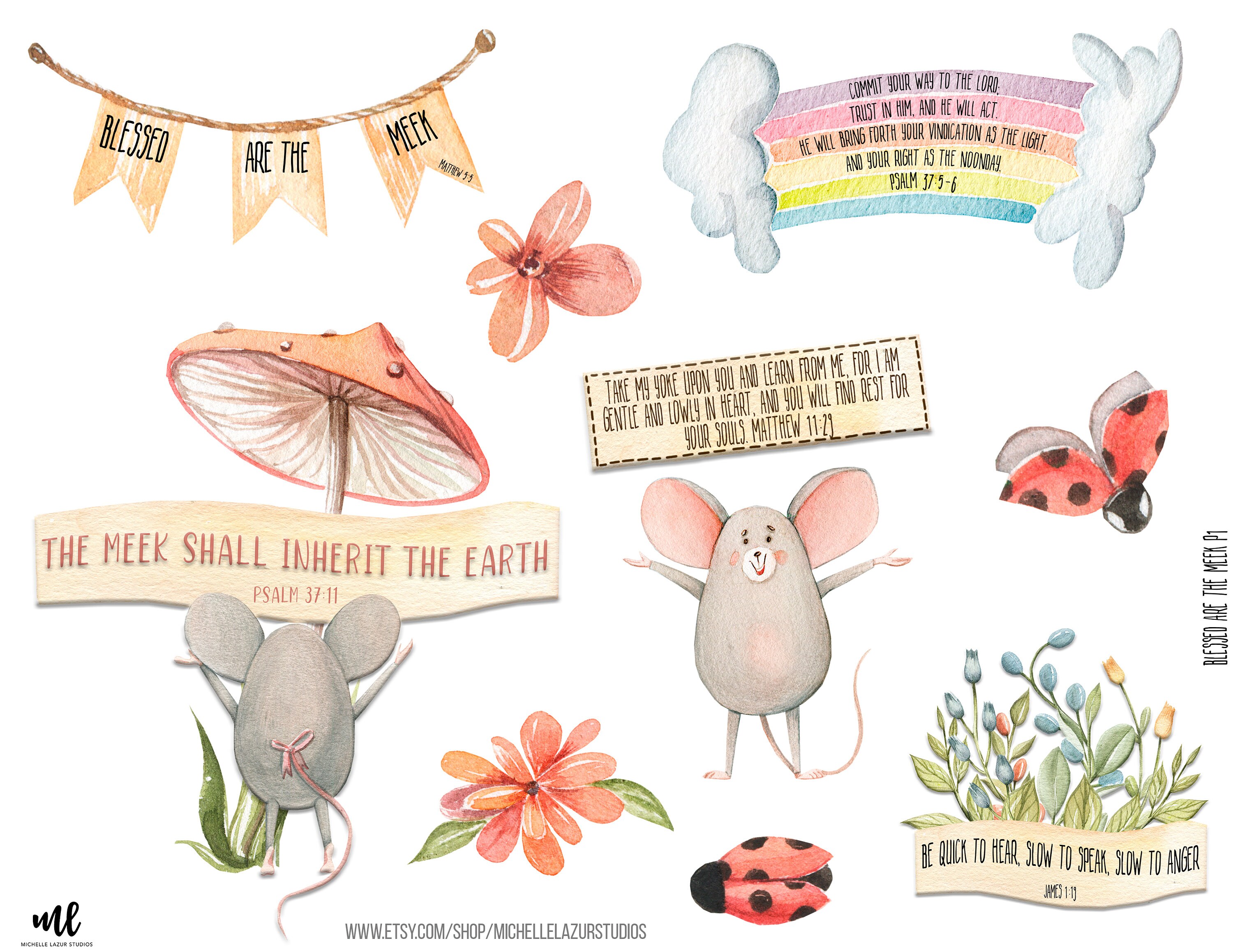 Blessed Are the Meek Bible Study Journaling Set Ephemera - Etsy