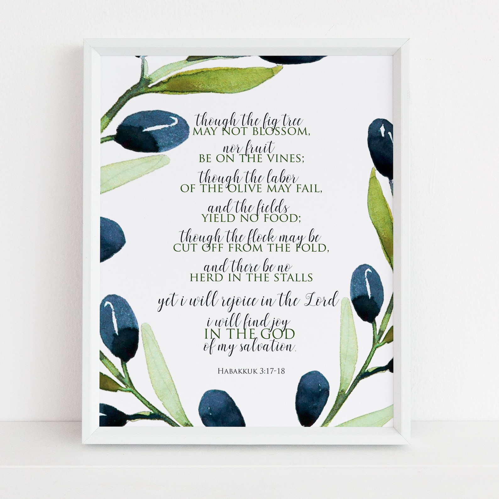Though the Fig Tree May Not Blossom Habakkuk 3 Art Print Christian Wall ...