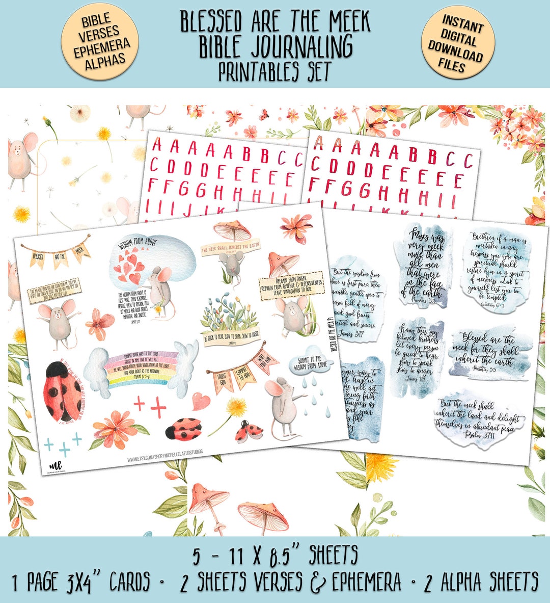 Blessed Are the Meek Bible Journaling Set Ephemera Verses - Etsy UK