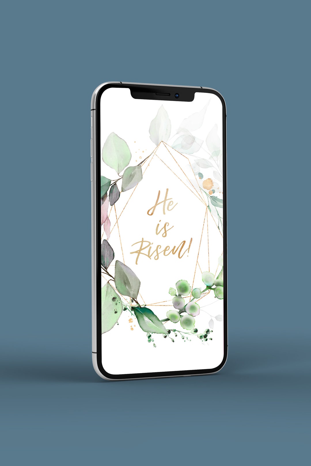 He is Risen iPhone Lock Screen | Beautiful Greenery and Faux Gold ...
