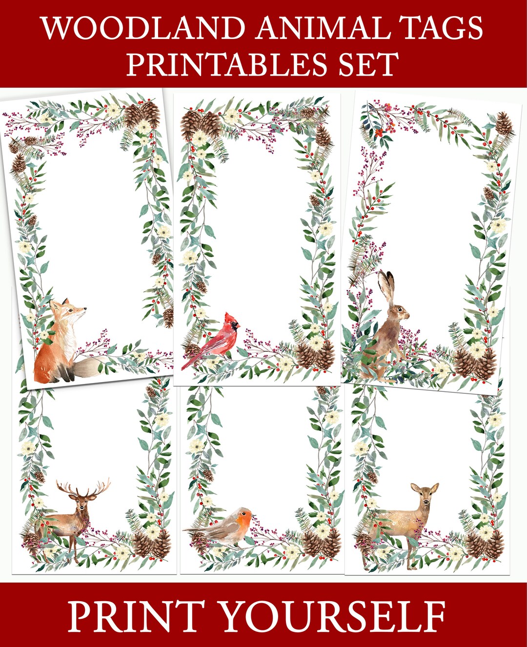 Woodland Animals Gift Tags Printable Beautiful Woodland Fox, Hare, Doe ...
