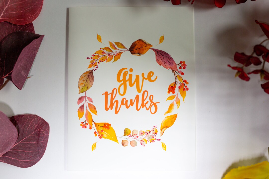 Give Thanks Digital Printable Greeting Card in Multiple Sizes Fall ...