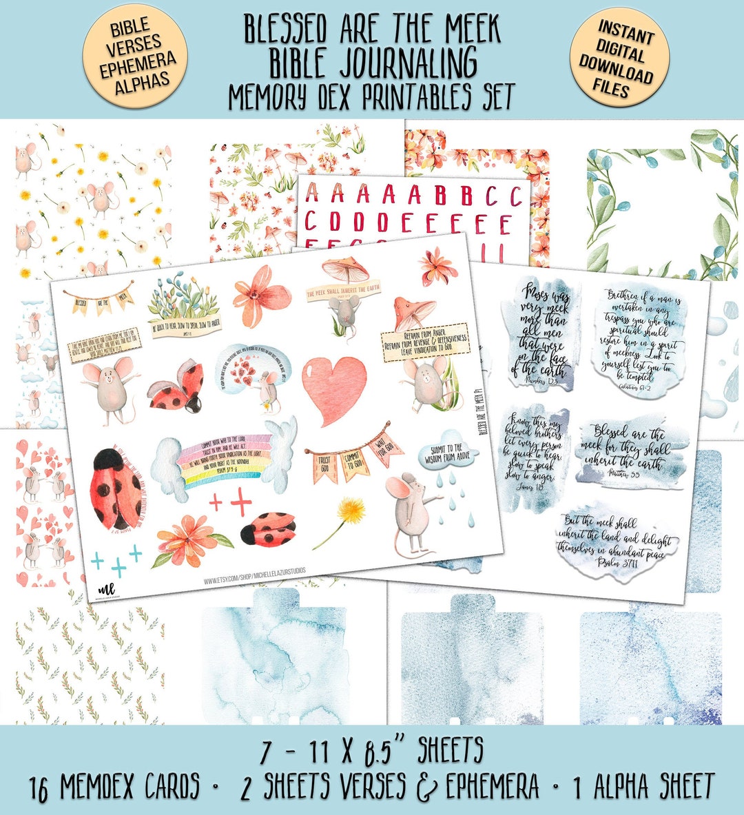 Blessed Are the Meek Memory Dex Cards and Ephemera and Coordinating ...