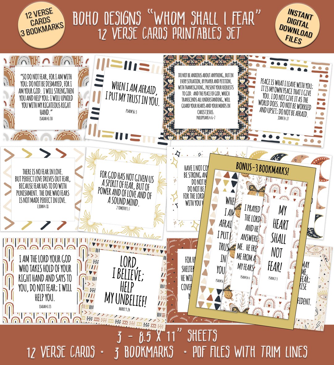 Bible Verse Cards | Have No Fear | Scripture Cards | Bible Bookmarks ...