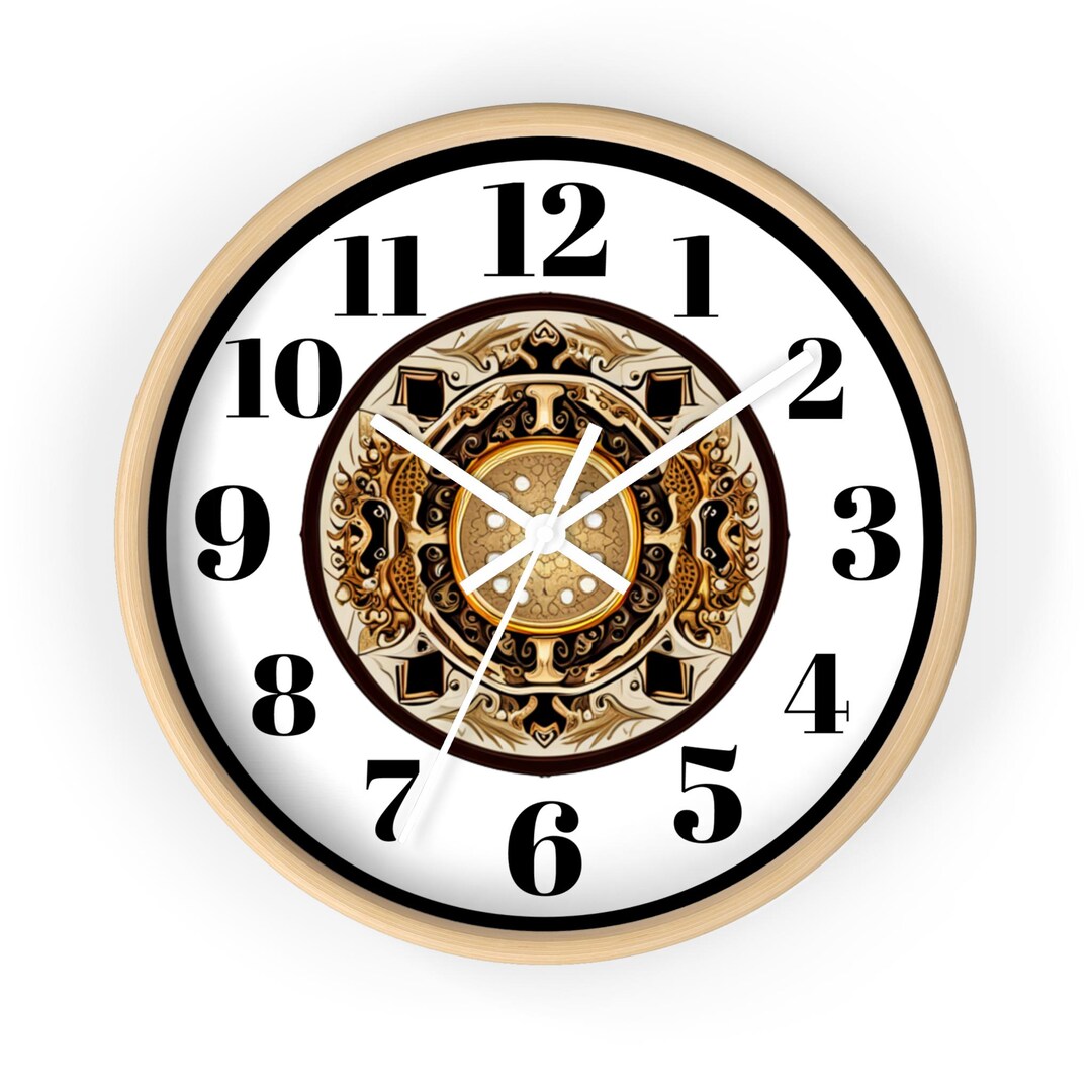 Numerical White Tribal Wall Clock, Native American Style, Aztec Theme ...