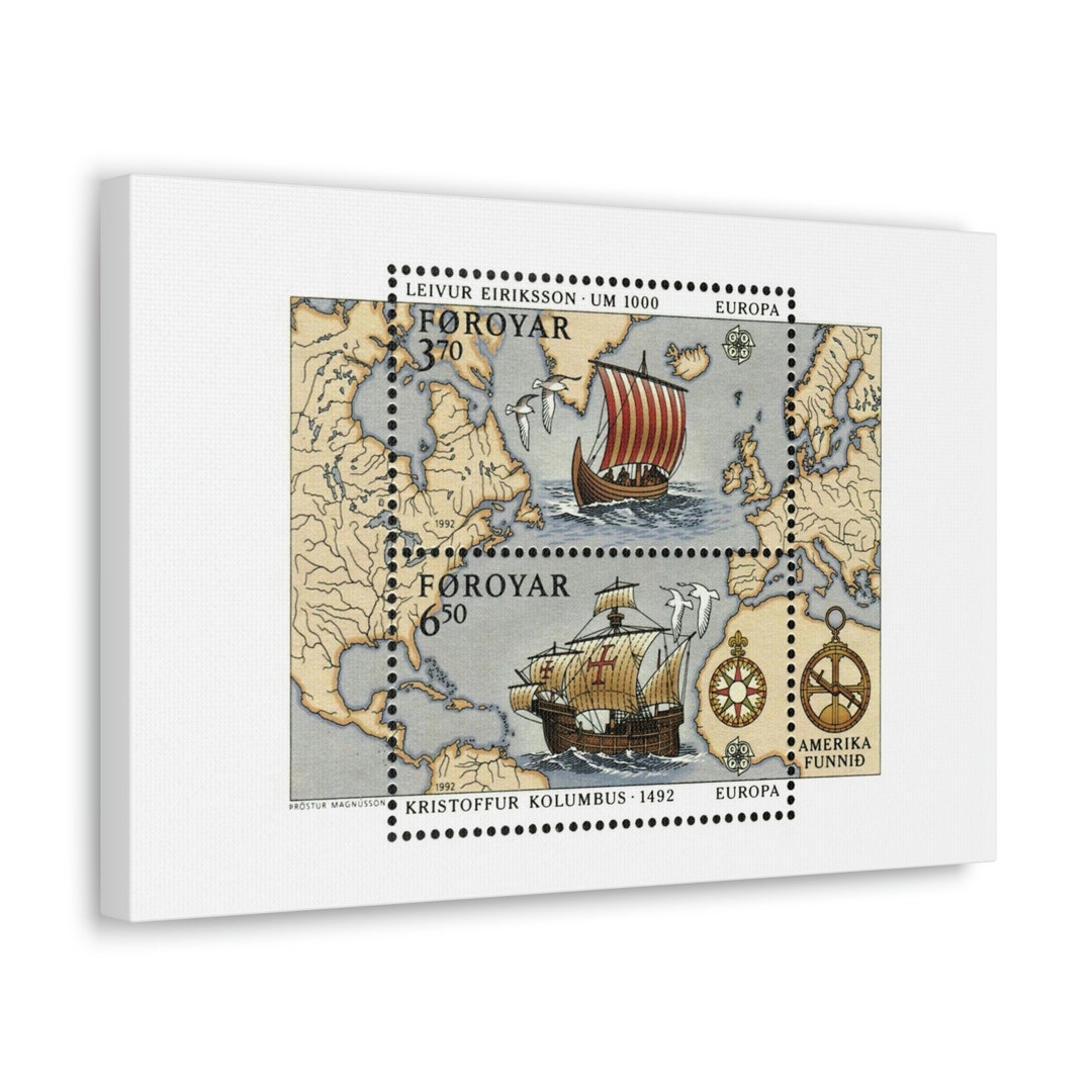 Discovery of America Stamps Canvas Print - Etsy