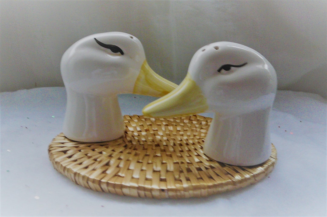 Cerámica vintage Hermosa cabeza de pato Saleros y pimenteros - Etsy España