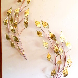 Brass Colored Gold Stems Metal Wall Art 2 Pieces 26 X 8 Leaf Stalk - Etsy