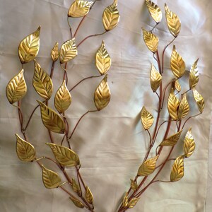 Brass Colored Gold Stems Metal Wall Art 2 Pieces 26 X 8 Leaf Stalk - Etsy
