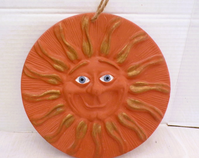 Large Celestial Terracotta Sun Wind Stars Face Wall Art Sculpture ...