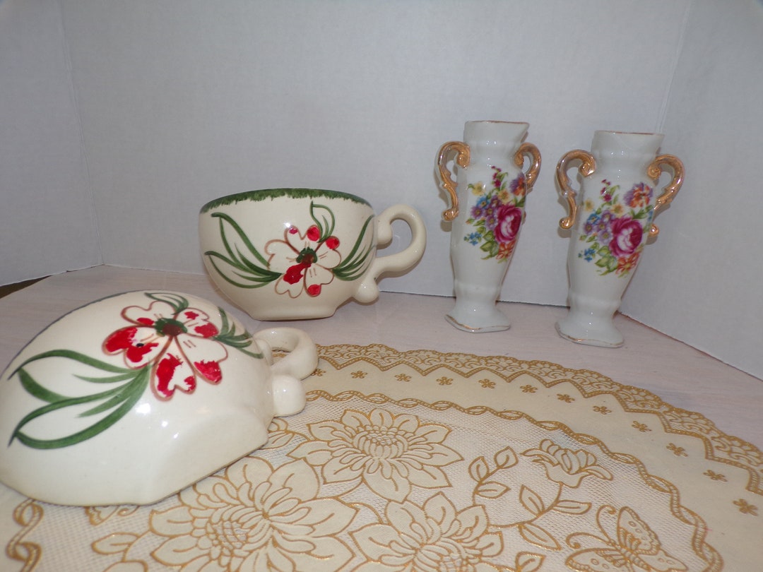 Vintage Ceramic Wall Pocket Planters, Wall Decor, Pair Soup Bowls ...