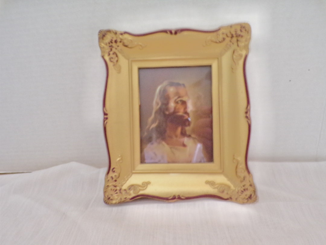 Vintage Warner Sallman "head of Christ" 8 X 7 Ornate Photo Frame With 5 ...