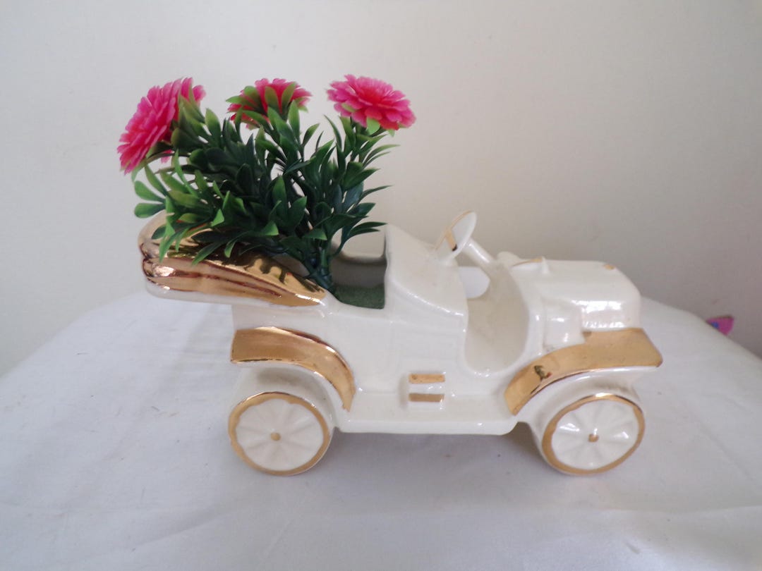 Vintage Convertible Buggy Car Ceramic Planter With Gold Trim, Japan ...