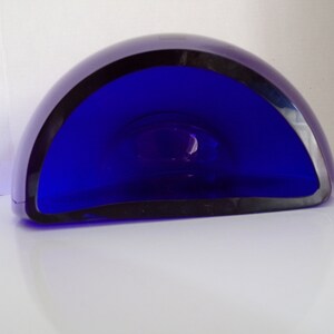 Vintage Cobalt Blue Flat Back Vase Handcrafted and Mouthblown Half ...