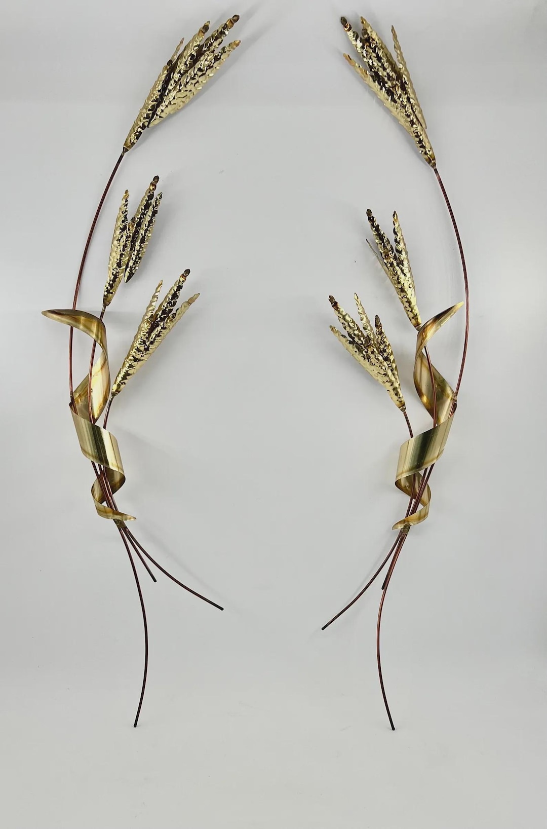 Metal Wall Art Decor Wheat Head Stalks Pair Copper Fields of Wheat ...