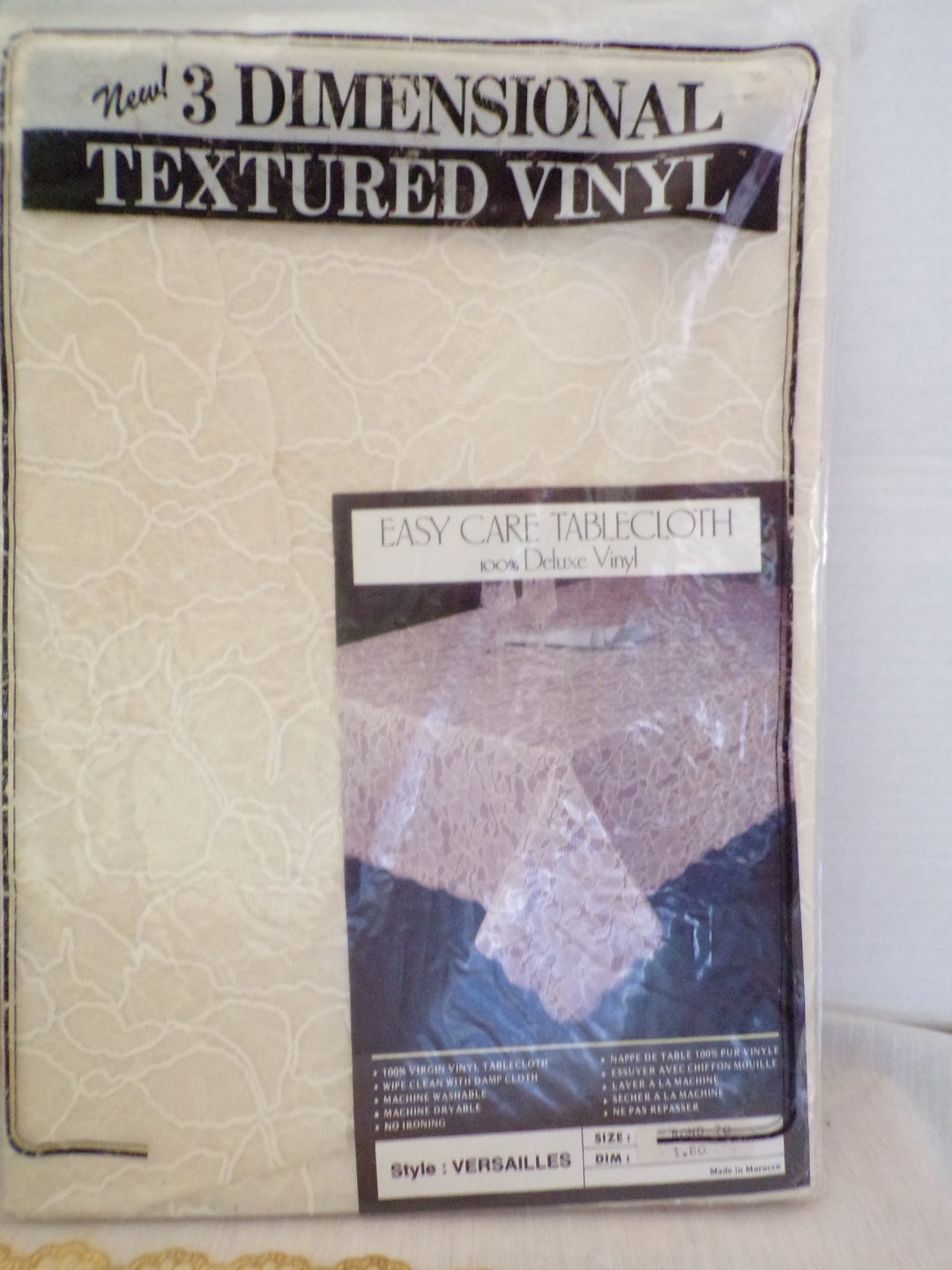 70 Round Textured Versailles Deluxe 3 Dimensional Vinyl Tablecloth Made ...