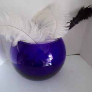Vintage Cobalt Blue Flat Back Vase Handcrafted and Mouthblown Half ...
