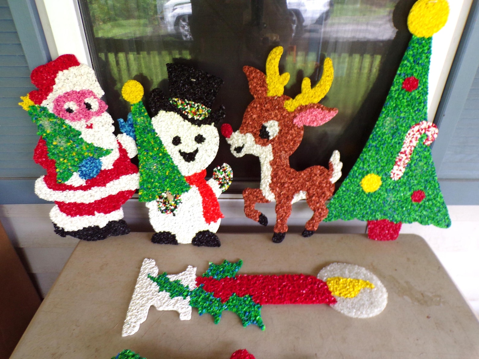 Vintage Melted Popcorn Christmas Candlestick, Reindeer, Snowman, Santa ...
