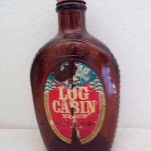 Vintage Log Cabin Syrup Special Collectors Flask, Glass Amber Brown ...