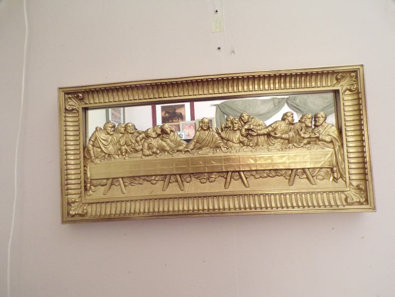 Vintage Religious Last Supper Mirrored Wall Plaque, 16" X 11" X 2", by ...