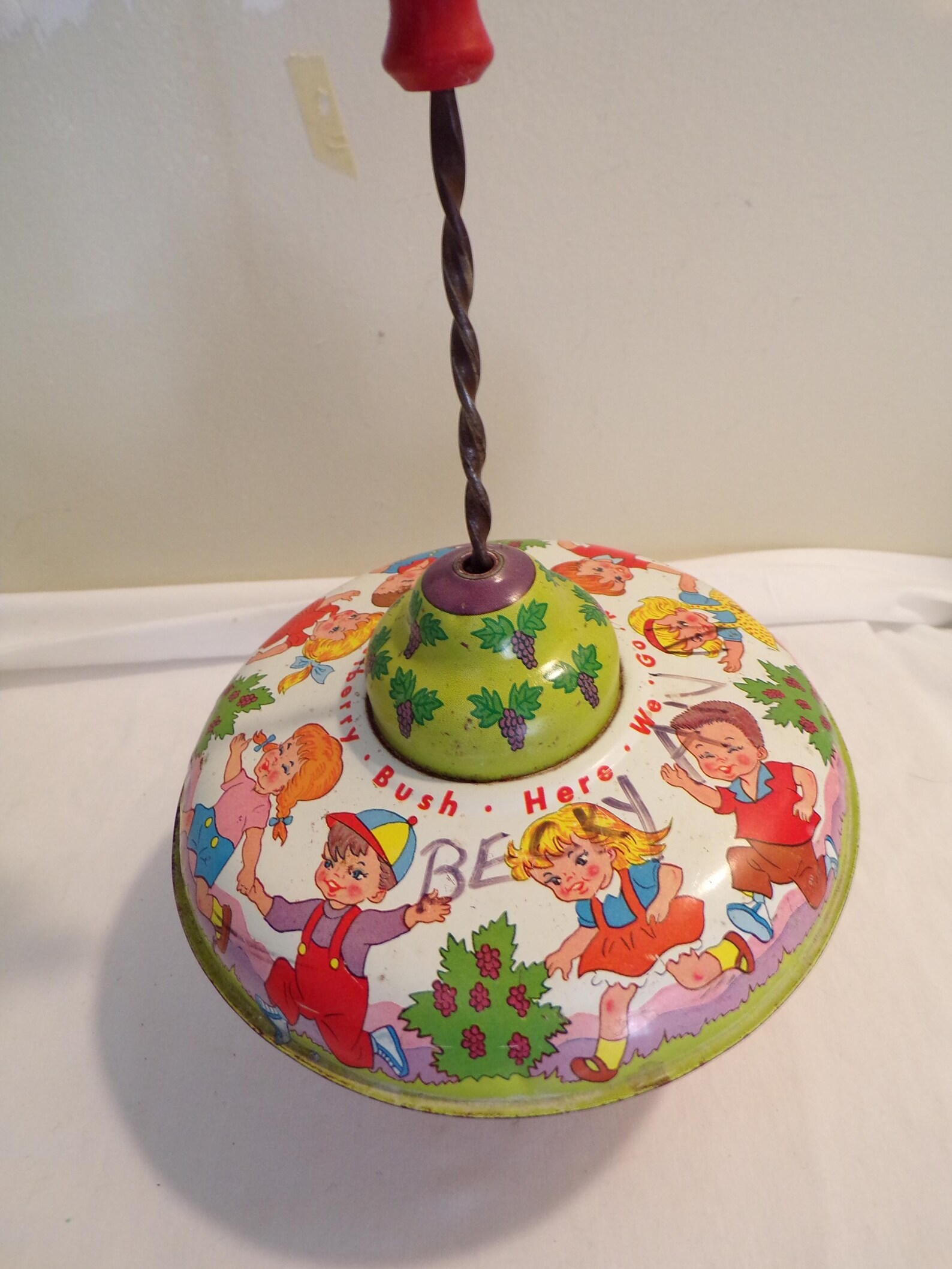 Vintage Metal Spinning Top “here We Go Round the Mulberry Bush", 1950s ...