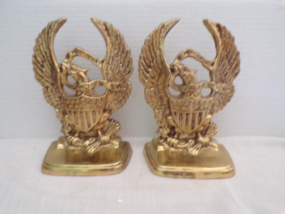 Vintage American Bald Eagle Bookends Gold Metalware Patriotic American ...