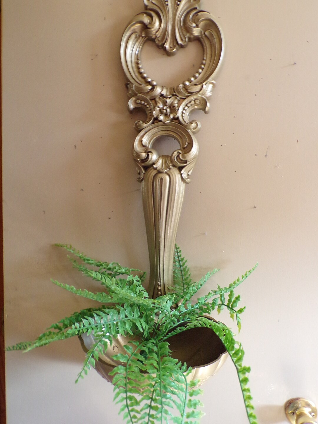 Vintage SYROCO Planter Spoon Ladle 32 Tall Antique Gold Shimmer Ornate ...