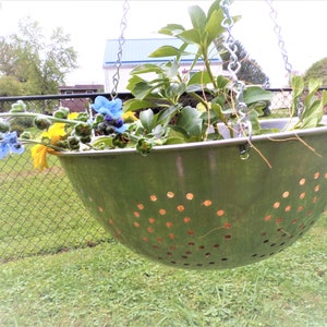 Colander Flower Planter, Stainless Steel Strainer 12 Round X 5 Tall ...