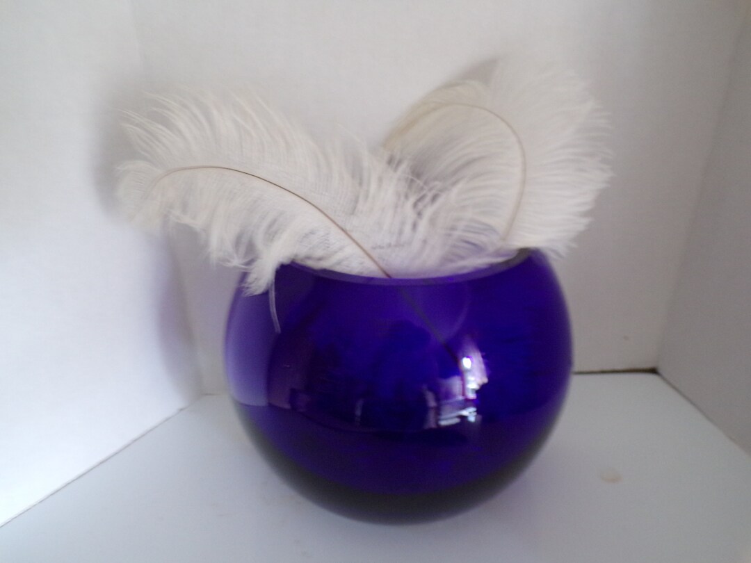 Vintage Cobalt Blue Flat Back Vase Handcrafted and Mouthblown Half ...