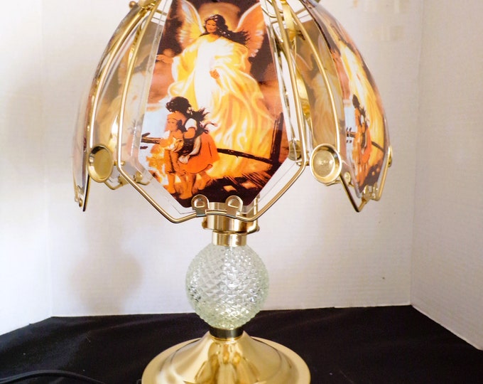 Vintage 3-way Touch Table Lamp With Guardian Angel and Children ...