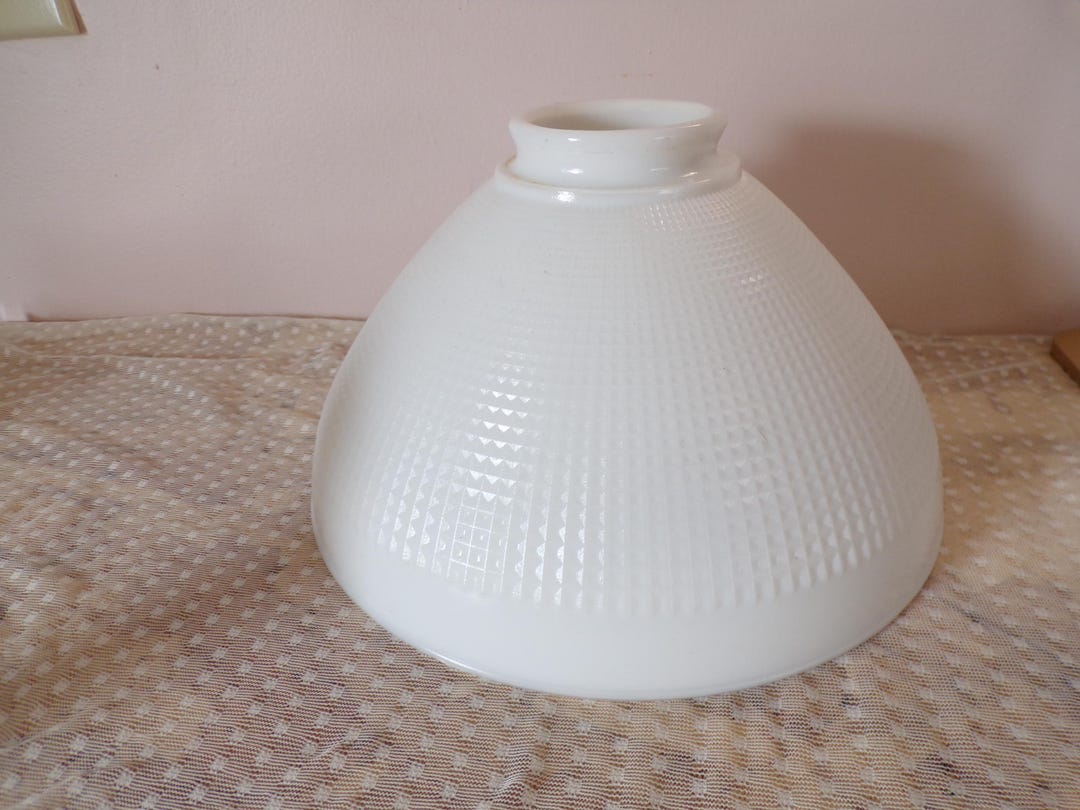 Corning Milk Glass Torchiere Diffuser "waffle Lamp Replacement Shade ...