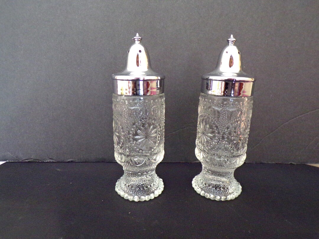 American Concord Footed SALT and PEPPER Shakers Clear by Brockway Glass ...