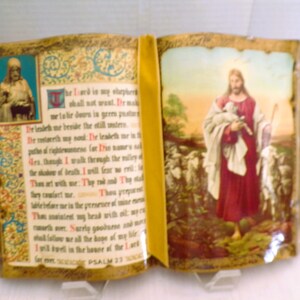 Vintage Religious Fake Open Bible King James Version of Psalm 23 ...