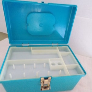 Petite Sewing Box Sapphire Blue Plastic Acrylic With 1 Removable Clear ...