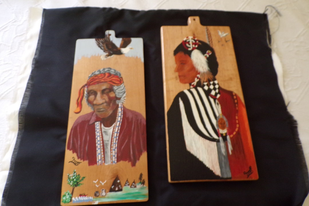 Native American Wall Art Wood Plaques, Native American Man and Native ...