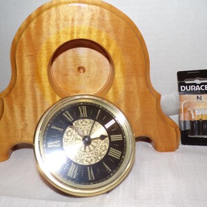 Maple Tiger Stripe Wood Mantel Quartz Clock Tambour Style With Roman ...