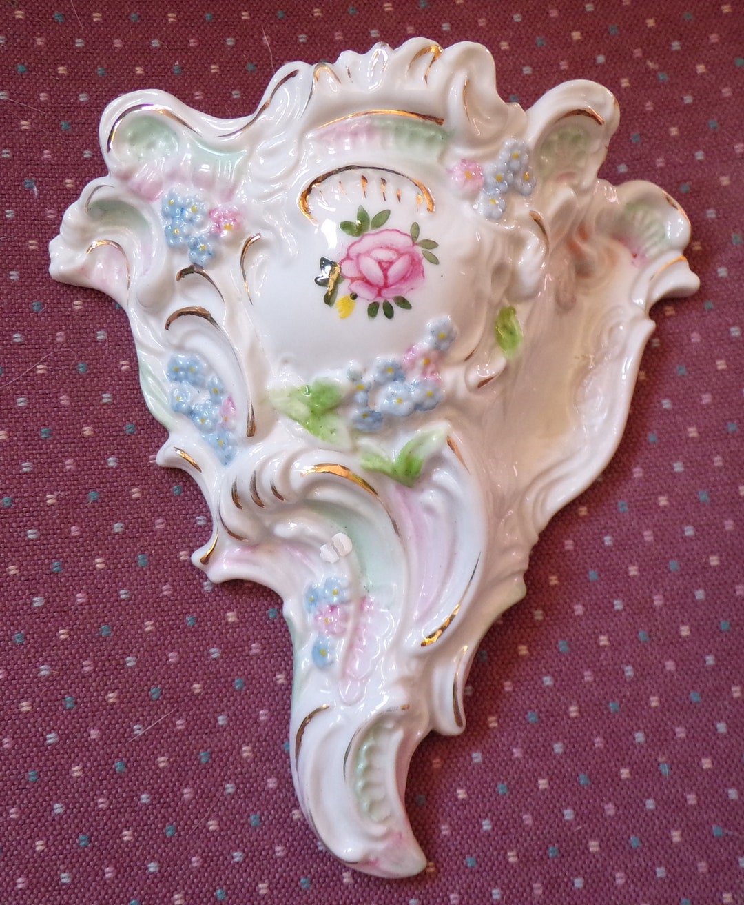 Vintage Cornucopia Horn of Plenty Wall Pocket,porcelain Floral Red ...