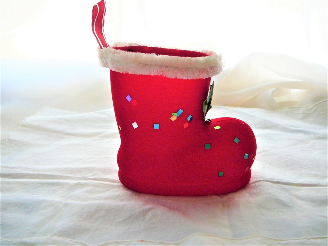 Vintage 4" Flocked Christmas Santa Boot Ornament USA NOS - Etsy