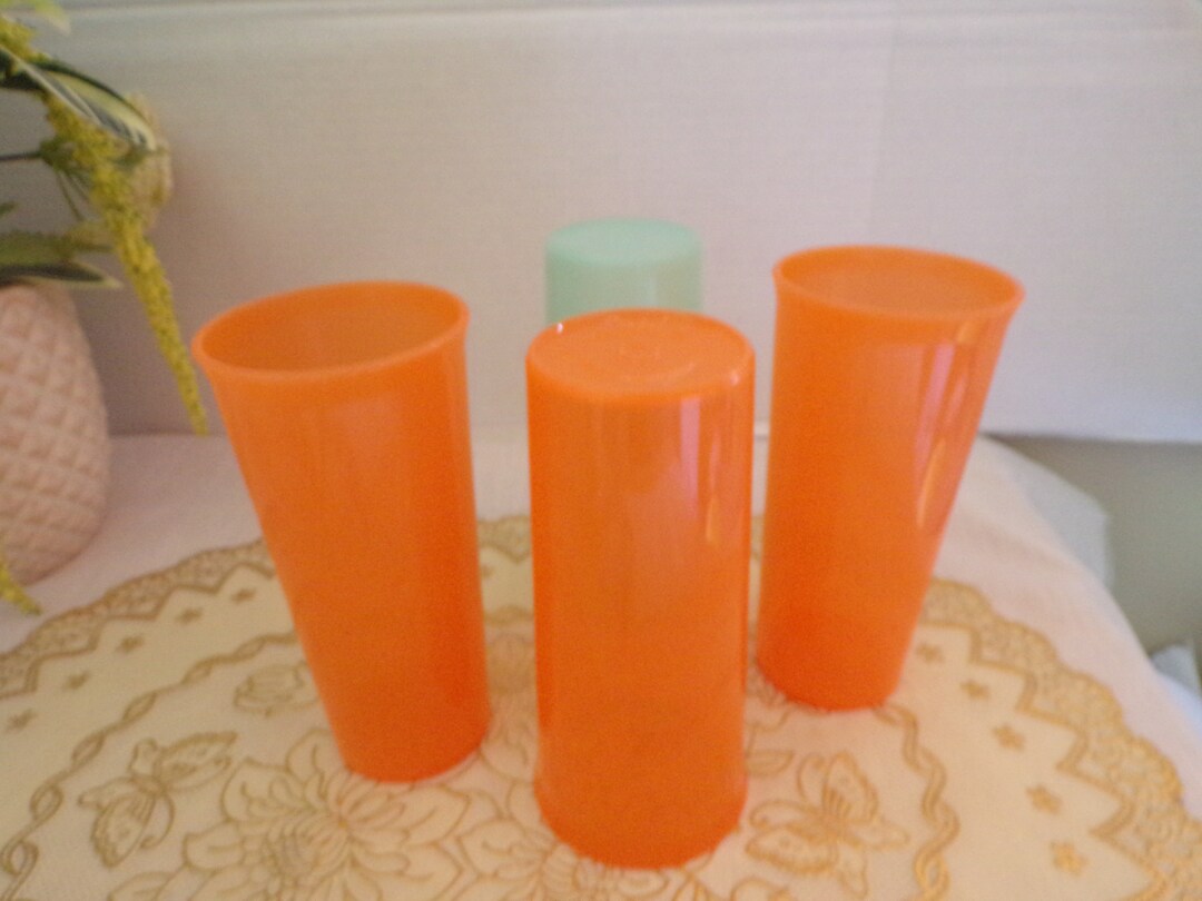 Tupperware Ice Tea Tumblers, 12 Oz. Lot of 3 Tangerine Orange, Item ...