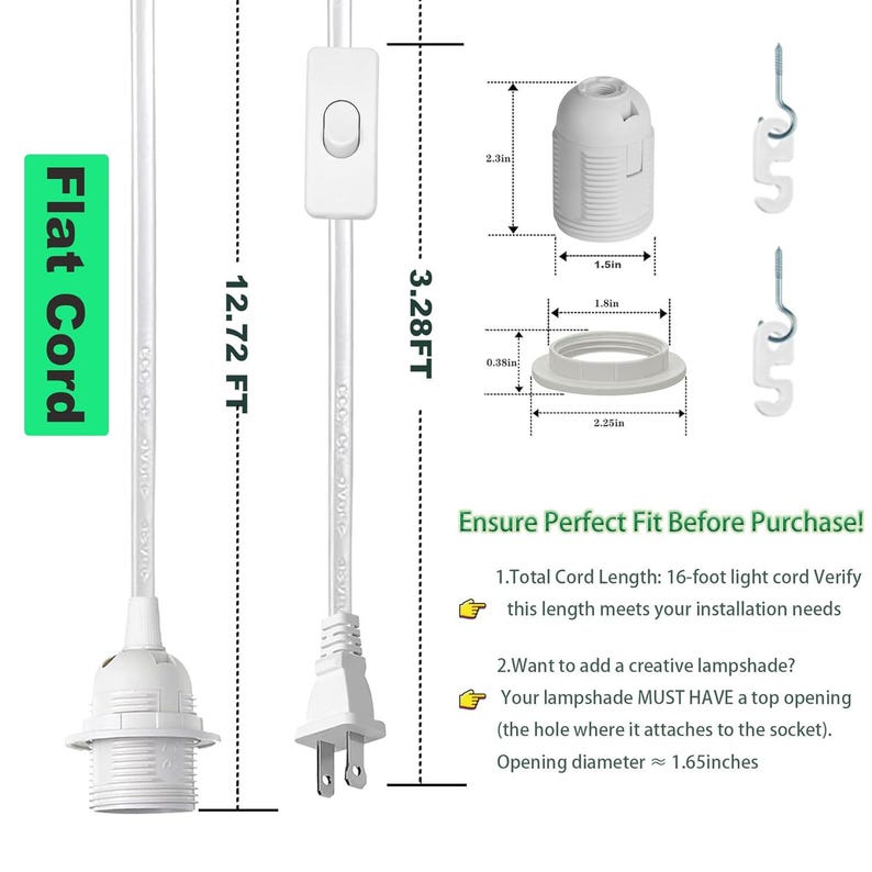 Hanging Swag Light Kit Pendant Light Cord Kit DIY, New - Etsy