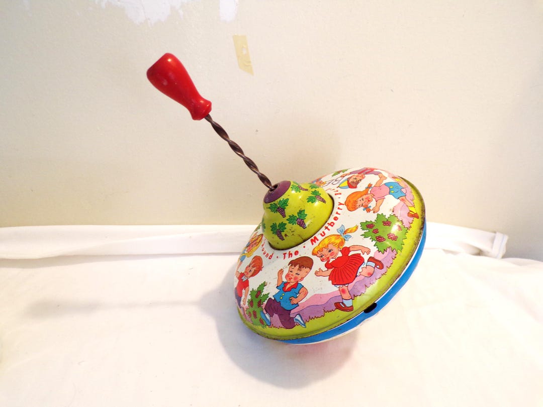 Vintage Metal Spinning Top “here We Go Round the Mulberry Bush", 1950s ...