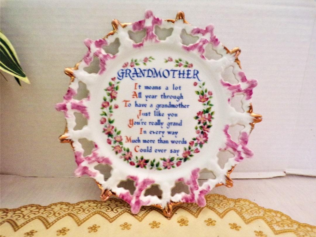 Vintage Grandmother Blessing Wall Plate 8 1/2", It Means a Lot All Year ...