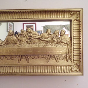 Vintage Religious Last Supper Mirrored Wall Plaque, 16" X 11" X 2", by ...