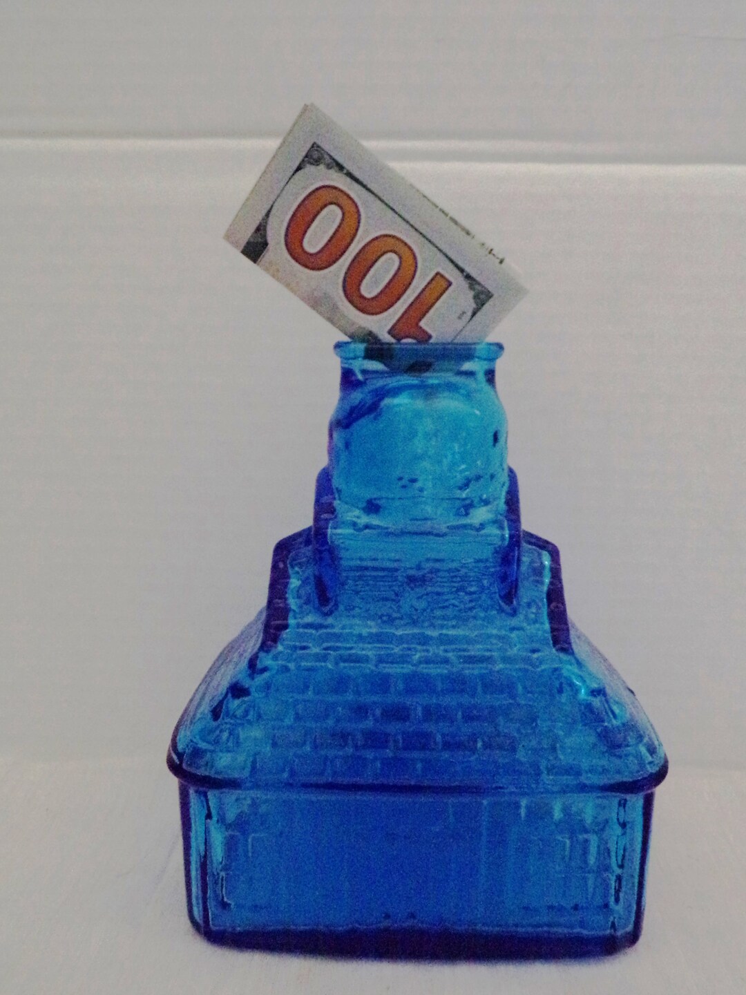 Vintage Cobalt Blue Flint Glass Coin Piggy Bank, Savings, Money, Coin ...