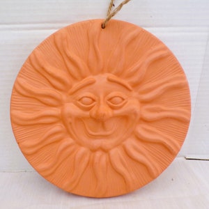 Large Celestial Terracotta Sun Wind Stars Face Wall Art Sculpture ...