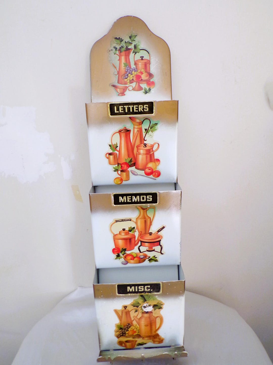 Vintage Aluminum 3 Pocket Mail/letter Holder Letters, Bills, Receipts ...