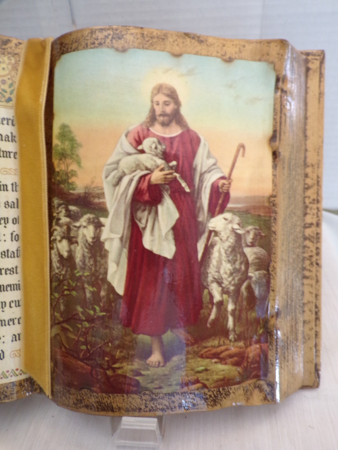 Vintage Religious Fake Open Bible King James Version of Psalm 23 ...