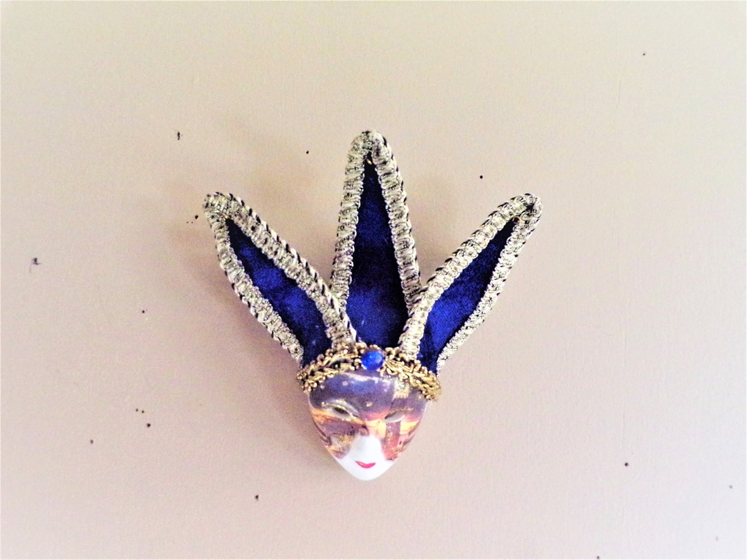 Vintage Mardi Gras Jane Foole Jester Hat Wall Face Mask, Italian ...